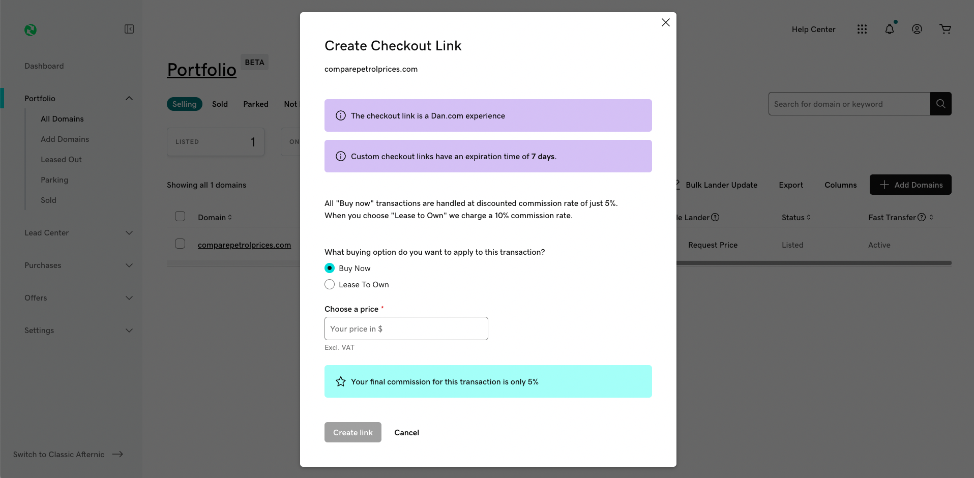 Introducing Custom Checkout Link - Your Partner for Closing External Sales - Afternic Blog