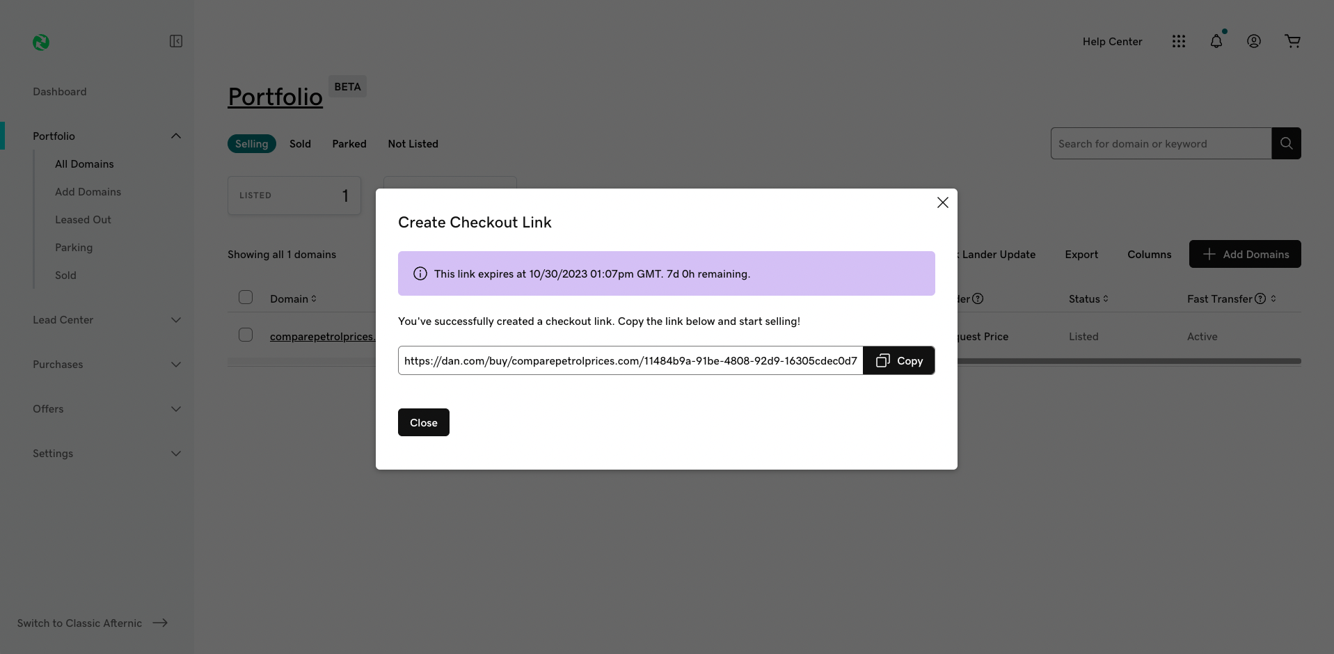 Introducing Custom Checkout Link - Your Partner for Closing External Sales - Afternic Blog